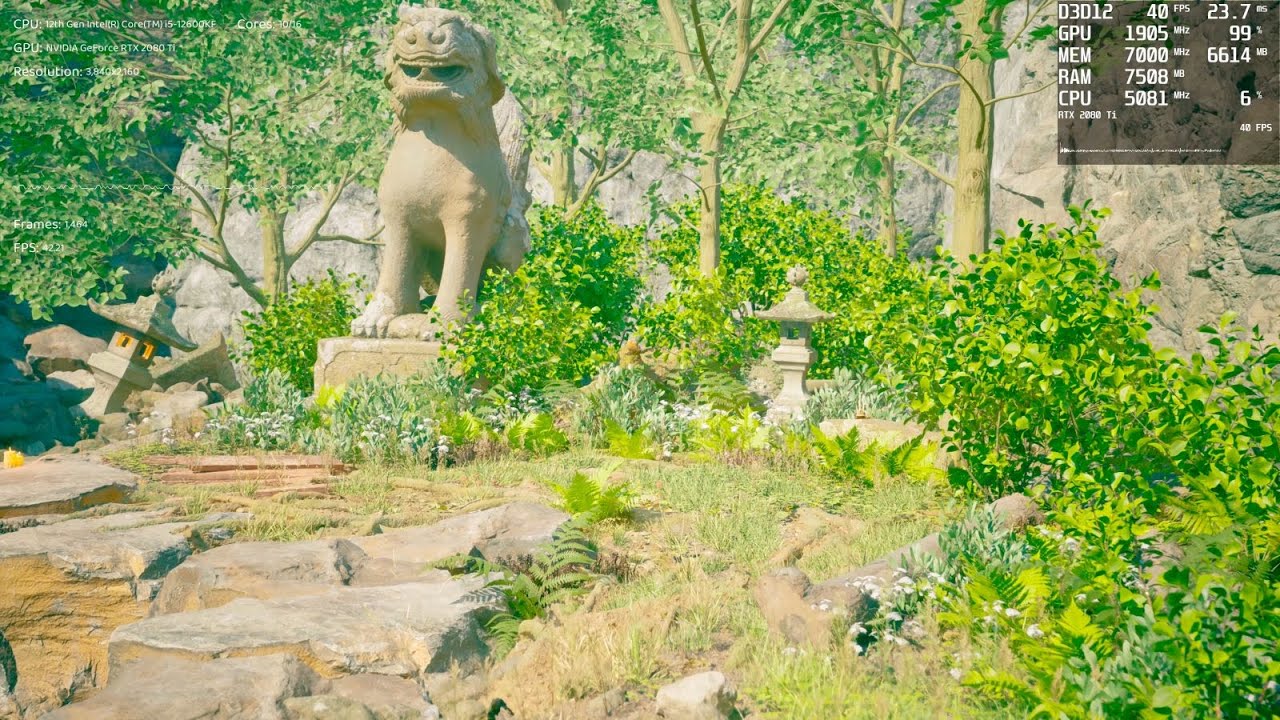 EzBench Benchmark Unreal Engine 5.1 (4K, DLSS) GeForce RTX 2080 Ti