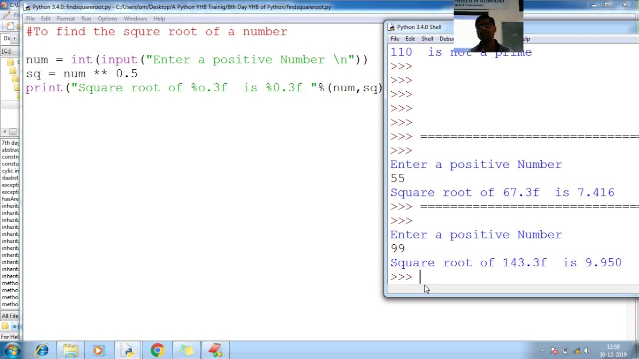 206 Python find square root of number Python Programming Tutorial for beginner to advance with sourc