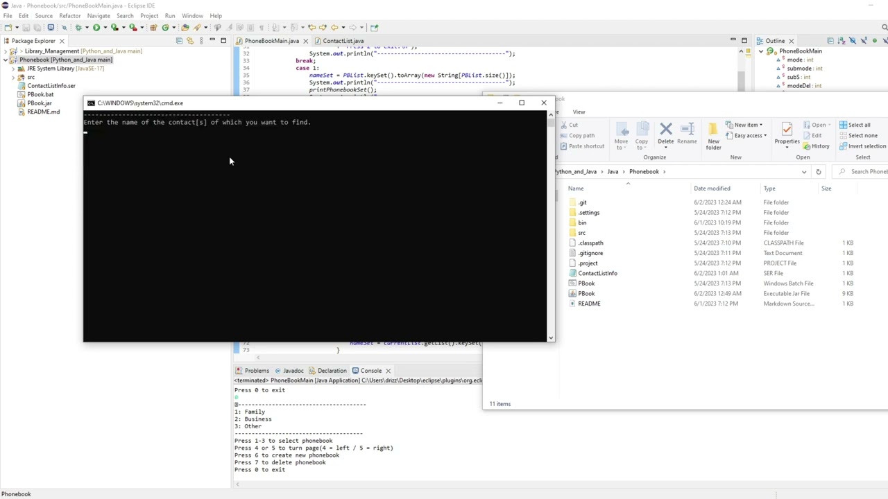(Java) Command Line Phonebook Demo