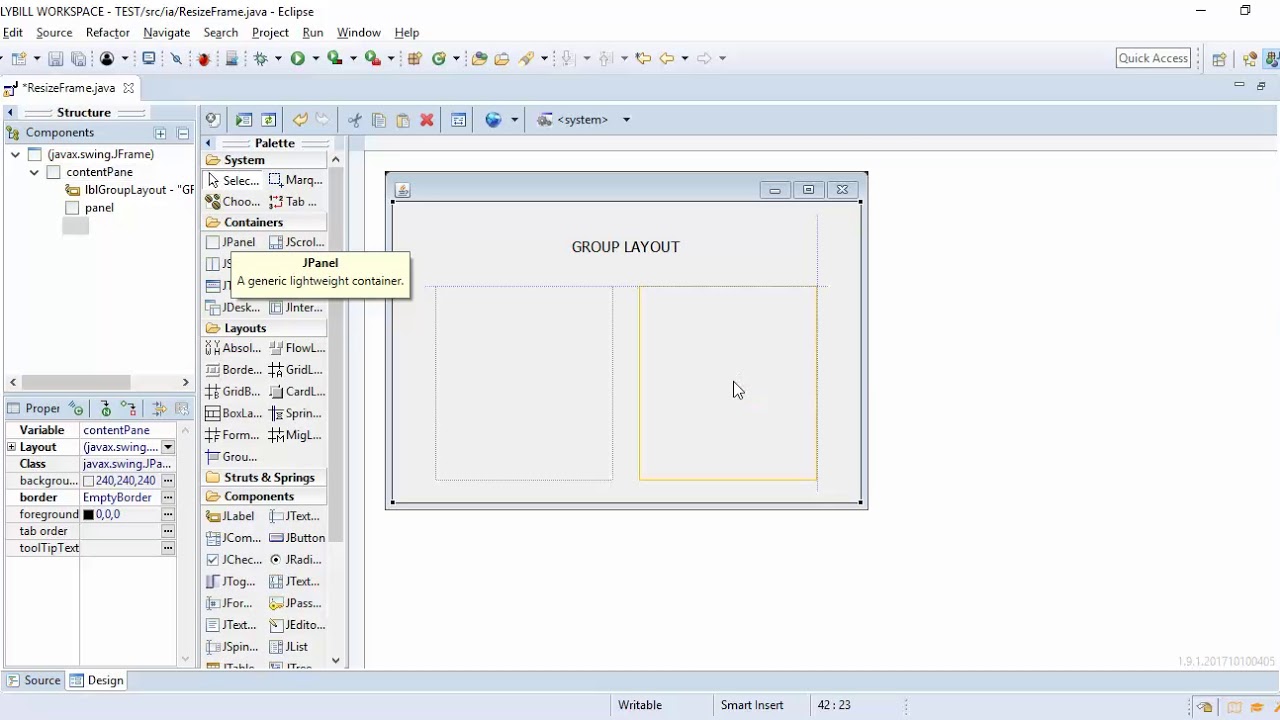 How to Automatically size JPanel inside JFrame - Intact Abode