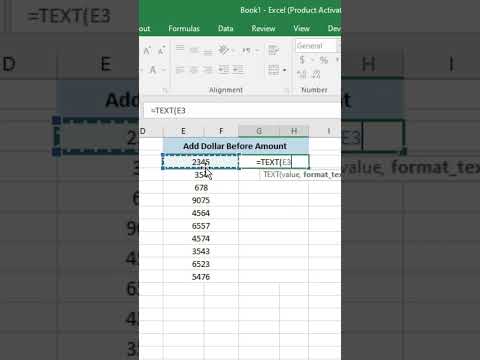 Add Dollar Sign Before Value in excel #excel #exceltips