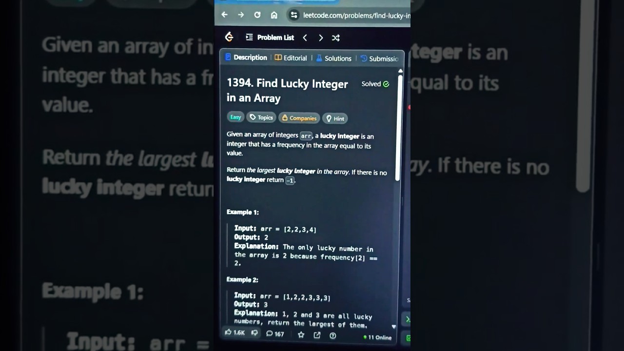 👉 LeetCode 1394 Solution in Java, C++ & Python 🚀 Daily Coding Challenge #shortsindia #motivation