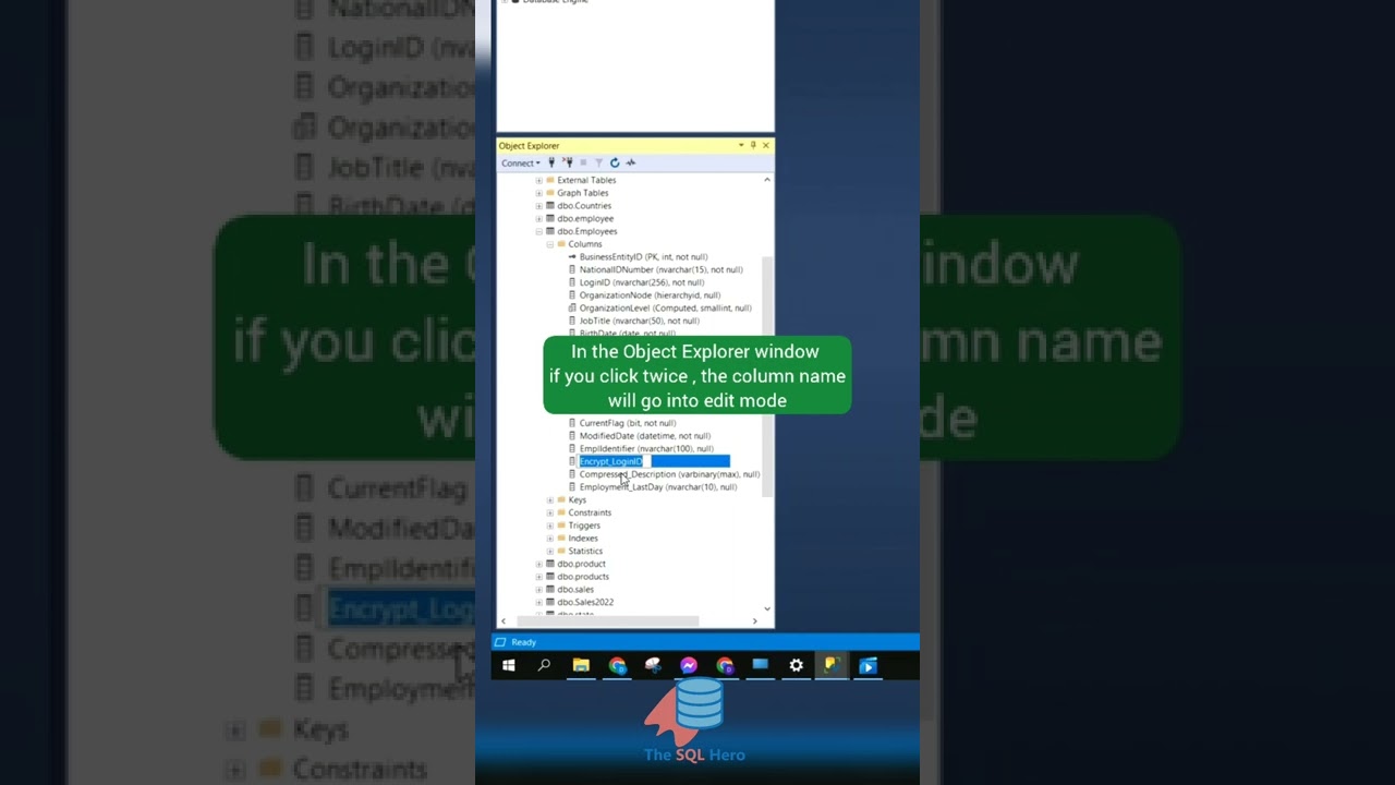 Renaming column #SQL #sqlserver #database #dba #data #dataengineering #dataanalytics #datascience