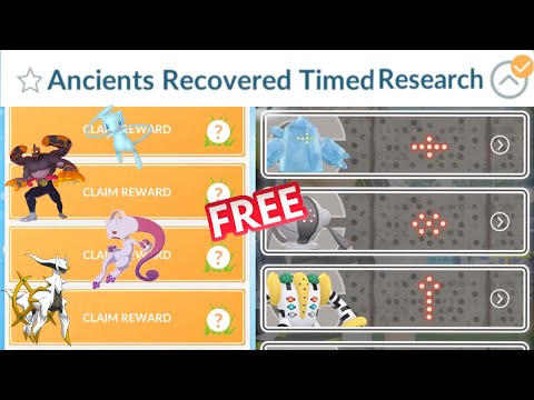 Free Legendaries “Ancient Recovered Timed Research: Legendary Giants Rewards in Pokemon go.