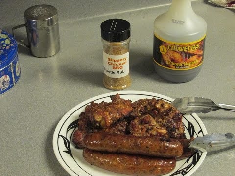 BBQ Grill smoked chicken & Boudin sausage
