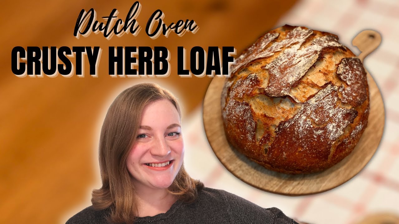 NO KNEAD CRUSTY DUTCH OVEN HERB LOAF! EASY ARTISAN BREAD RECIPE FOR BEGINNERS!