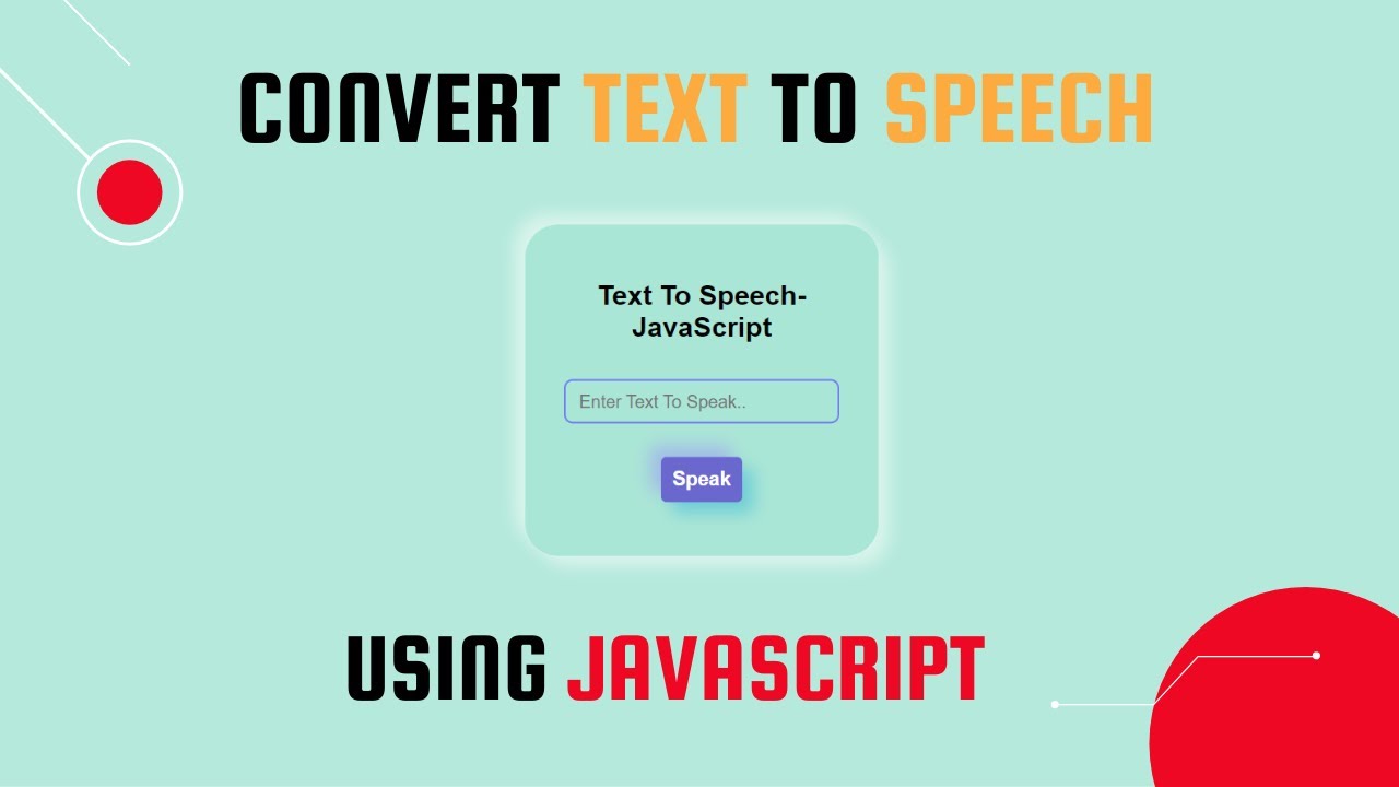 HOW TO CONVERT TEXT TO SPEECH USING JAVASCRIPT || SOURCE CODE ||