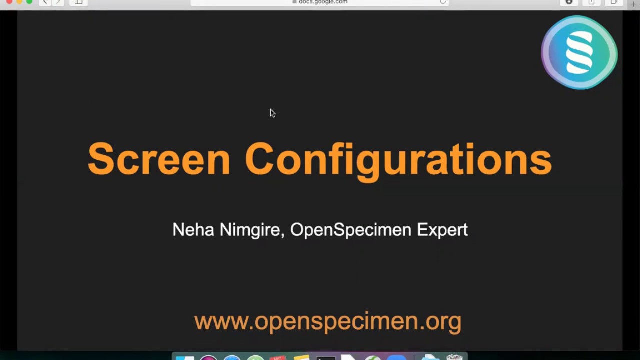 OpenSpecimen Training: Screen Configurations