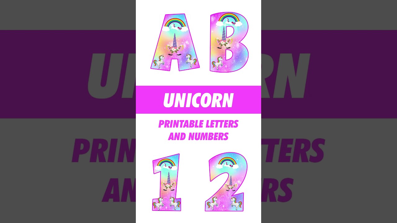 Unicorn Printable Alphabet Letters and Numbers