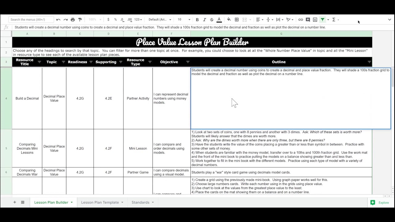 Place Value Lesson Plan Builder