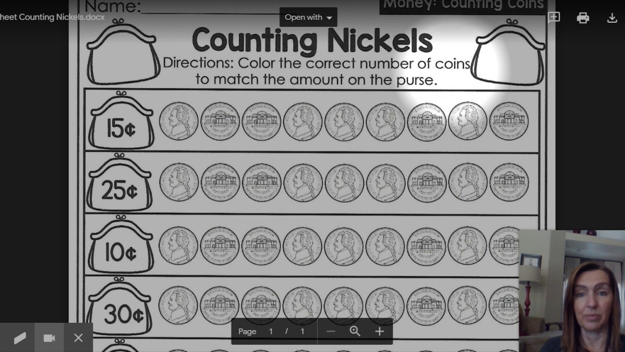 Math Worksheet Counting Nickels