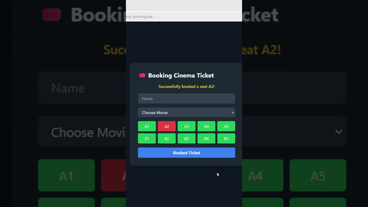 Interactive Cinema Ticket Booking System using PHP + MySQL (Seat Selection UI)