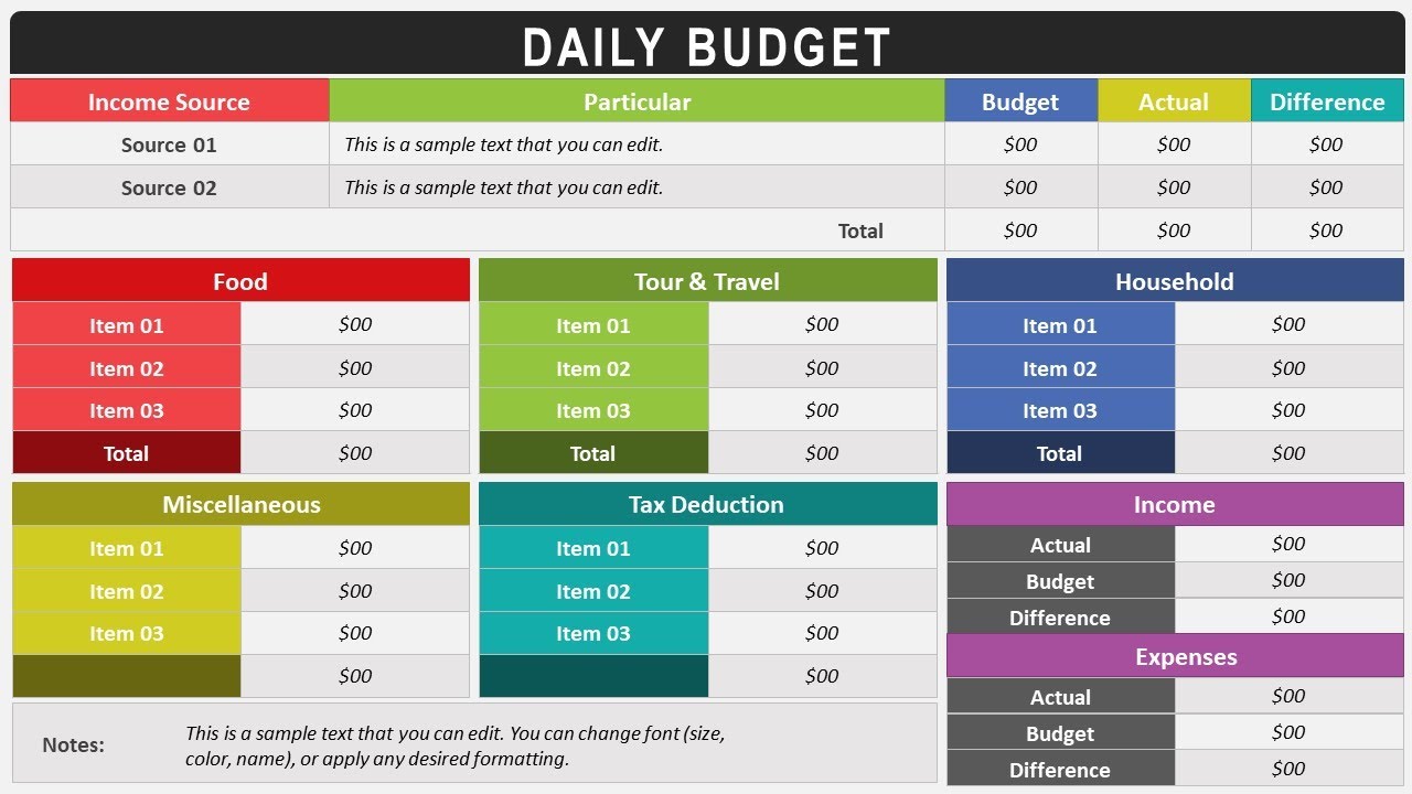 Daily Budget Animated PowerPoint Template