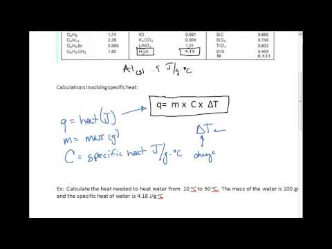 How to calculation specific heat, heat, mass, or temperature change using Q=mCdeltaT