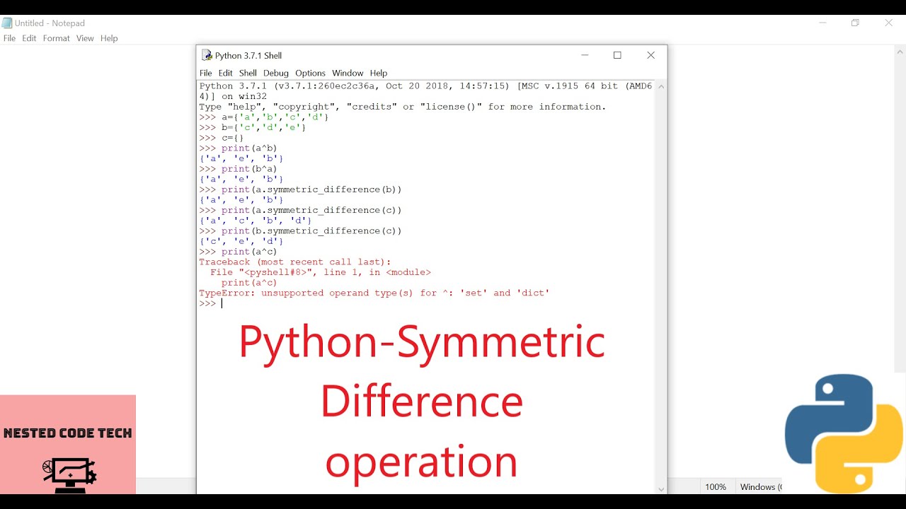 Python- Symmetric Difference operation in Set