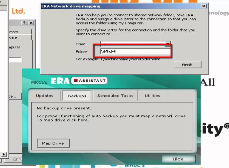 Aspire:ERA6- How to Map Drive for Automatic Backup