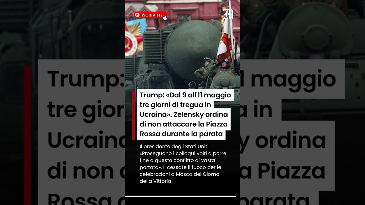 Trump: «Dal 9 all'11 maggio tre giorni di tregua in Ucraina»