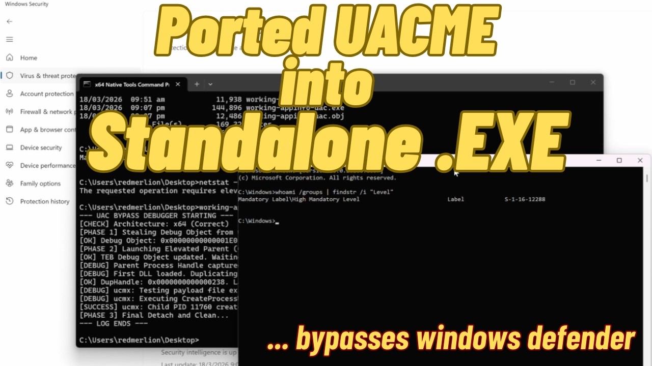 UAC Bypass (APPINFO) with Windows Defender Bypass Working in 2026