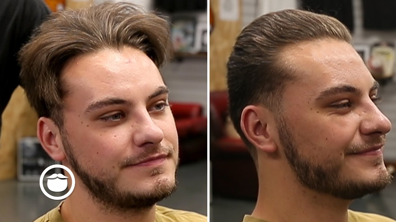 Dramatic Transformation: Slicked Back Haircut