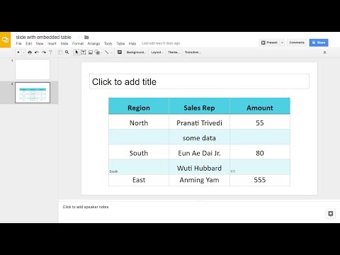 Embed a Spreadsheet from Google Sheets into Google Slides