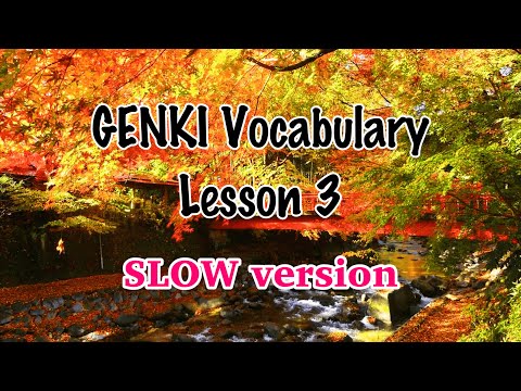 Slow Version of Genki Japanese textbook Vocabulary lesson 3 audio with images, げんき, 3rd Edition