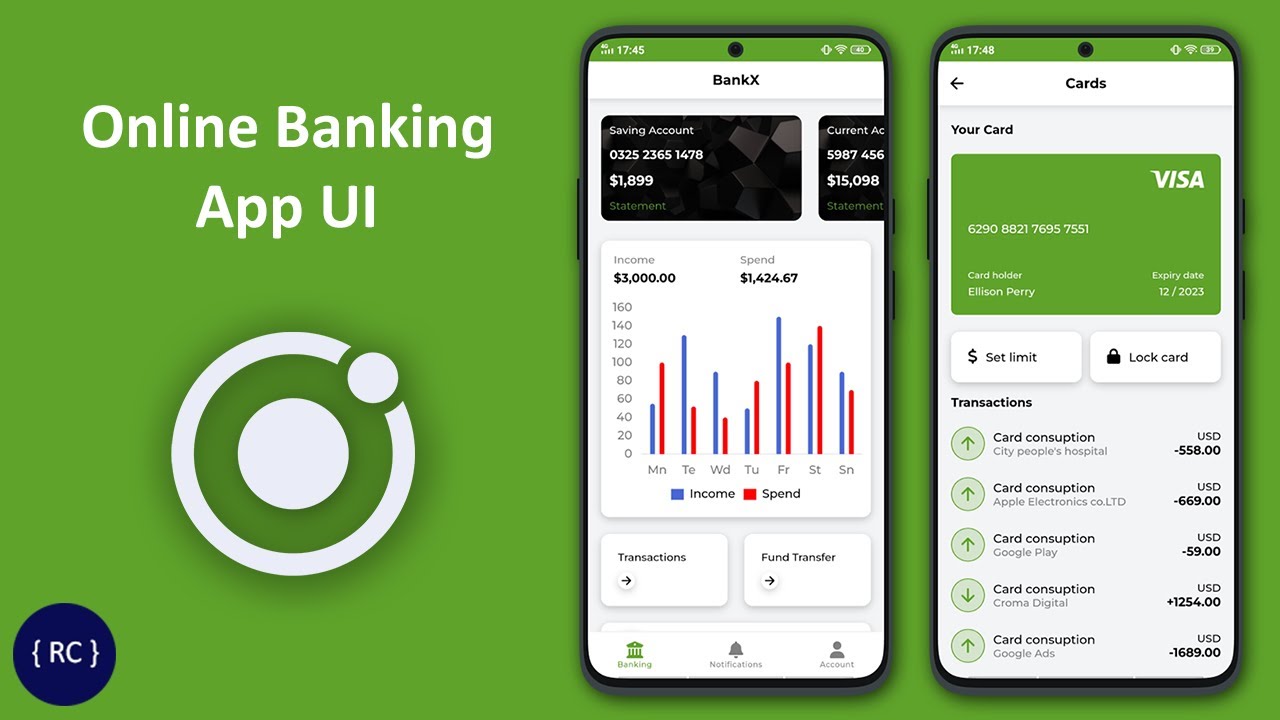 Online Banking App UI in Ionic