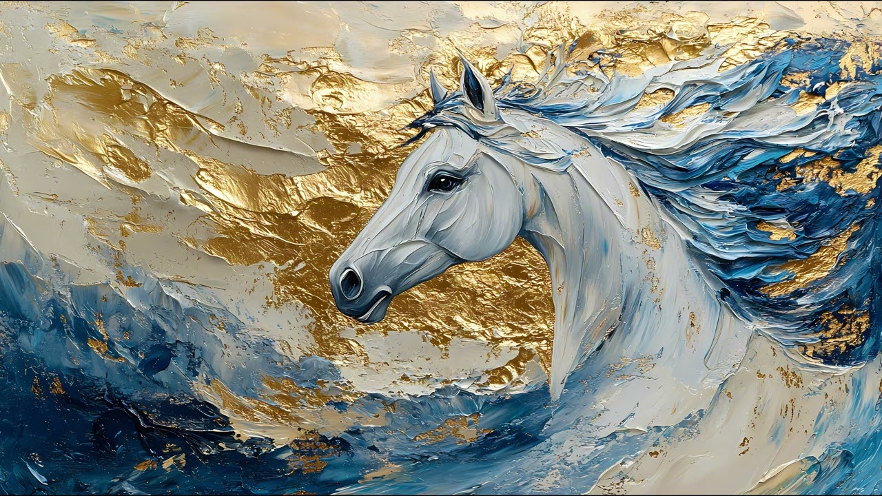 4K Majestic White Horse Painting 🎨🐎 | 3 Hours Relaxing Art Screensaver | Calming Music & Visuals