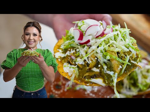 How to make CHICKEN VERDE TOSTADAS | Green Chicken Tinga Verde
