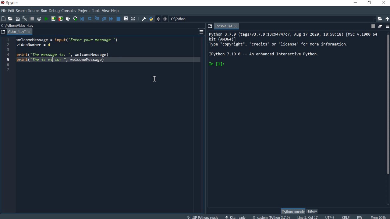 Python 4: Getting a string entry from the user using the input method