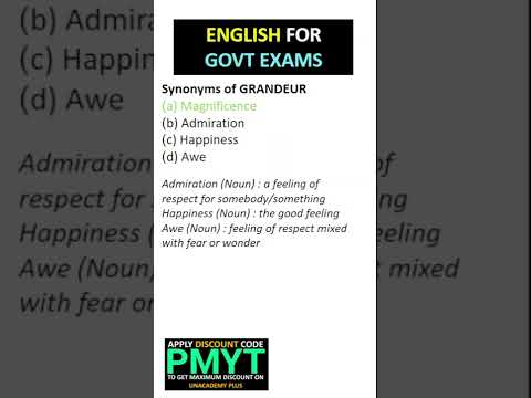 Synonyms of GRANDEUR | English Vocab | SSC Exams 2022-23 | #shorts #ssc #cglmains2021 #cgl2022 #mts