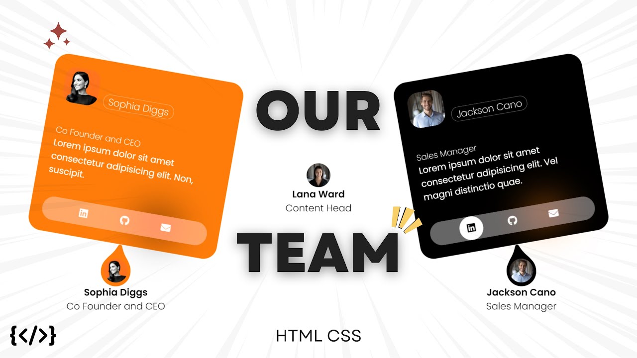 Responsive Team Profiles Section using HTML CSS