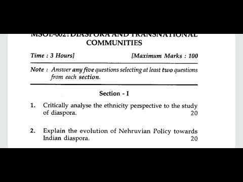 IGNOU MSOE-002 DIASPORA AND TRANSNATIONAL COMMUNITIES, M.A SOCIOLOGY, QUESTION PAPER DECEMBER,2019
