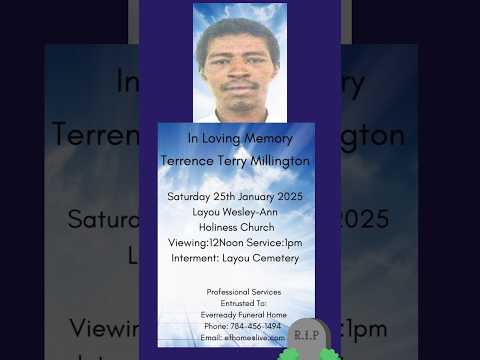 Terrence Terry Millington | Funeral Announcement #obituariessvg #obituaries #svg