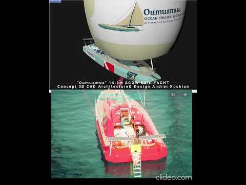 "OUMUAMUA" 14.3m SCOW SAIL YACHT CIRCUMNAVIGATION OCEAN Architecture& Design Andrei Rochian