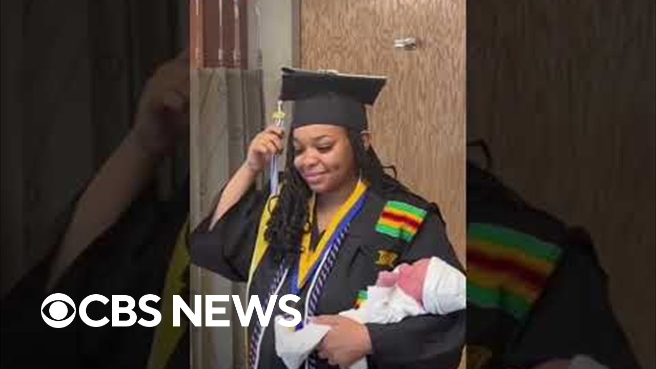 This new mom missed her college graduation ceremony. So, she graduated in her hospital room. #Shorts
