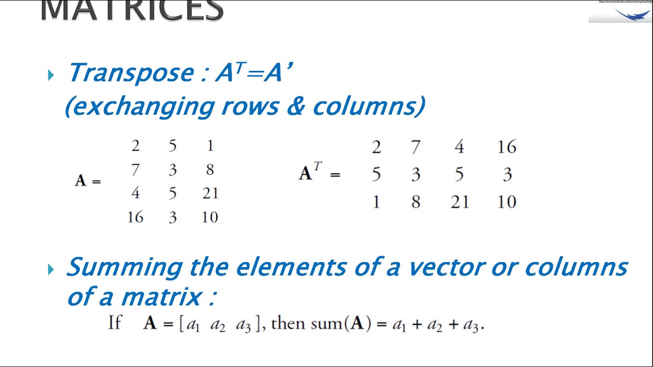 MATLAB Lecture 4-MATRICES & SOLVING LINEAR EQUATIONS