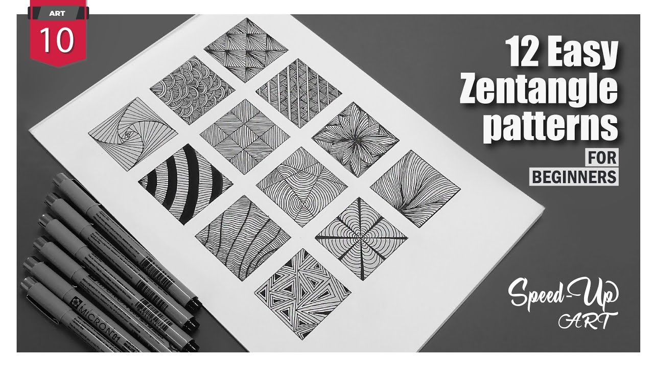 12 Zentangle Patterns | Doodle patterns | Speed-Up ART Tutorial | For Beginners