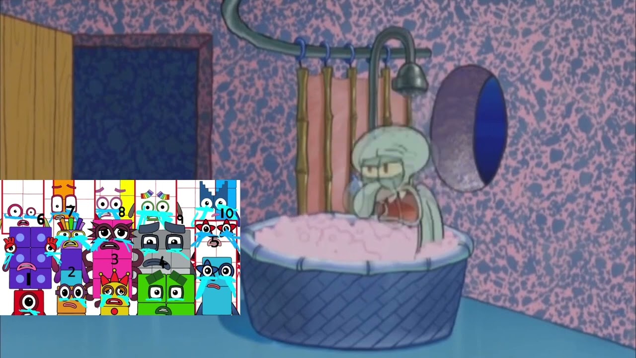 Numberblocks crying poor drops by squidward's house