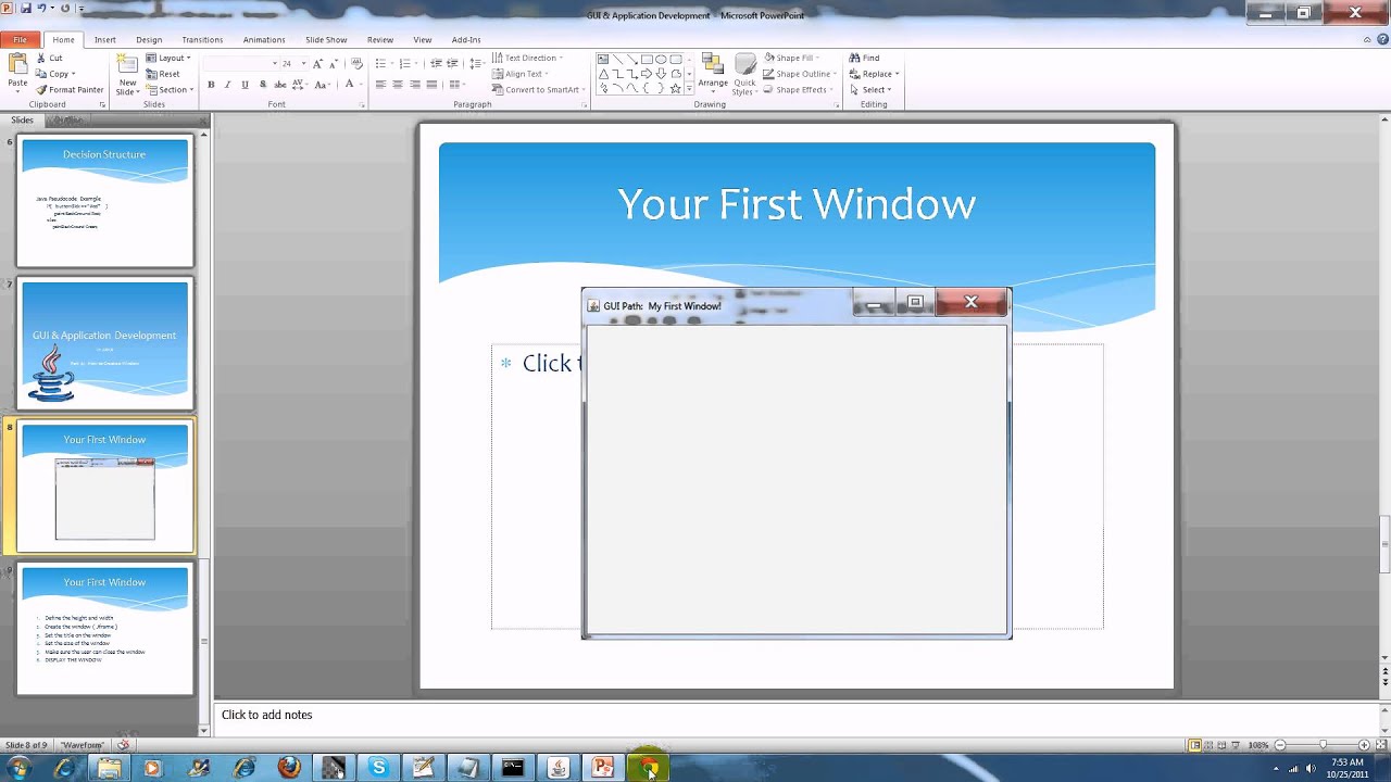 Java GUI Part 4:  Creating A Window