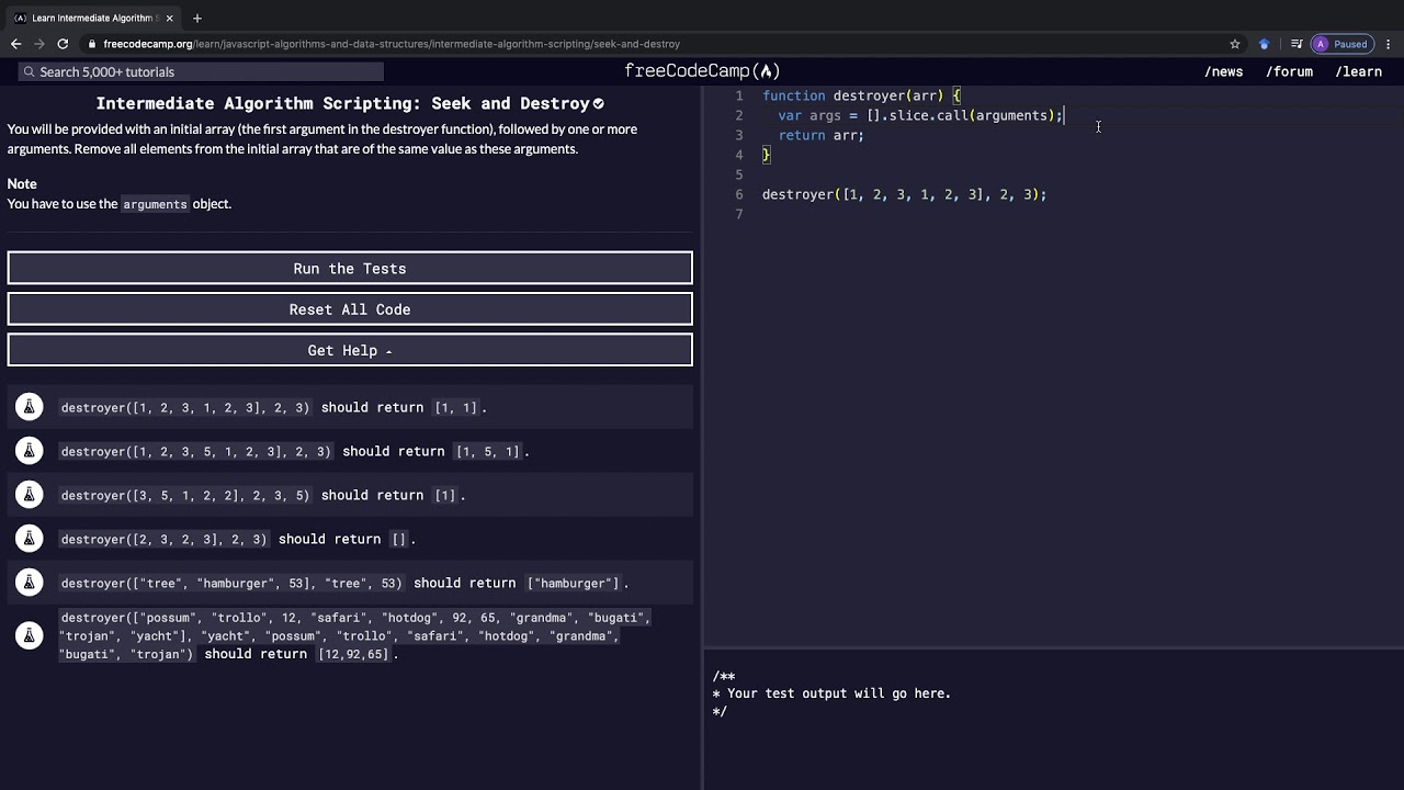 THE EASIEST WAY TO SOLVE INTERMEDIATE ALGORITHM SCRIPTING: SEEK AND DESTROY