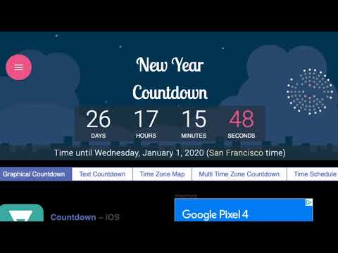 2020 New Year Countdown. How many days until New Year's Day?