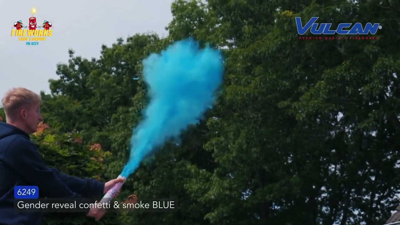Blue Gender Reveal Cannon Confetti & Smoke - Vulcan - Fireworkshoplondon
