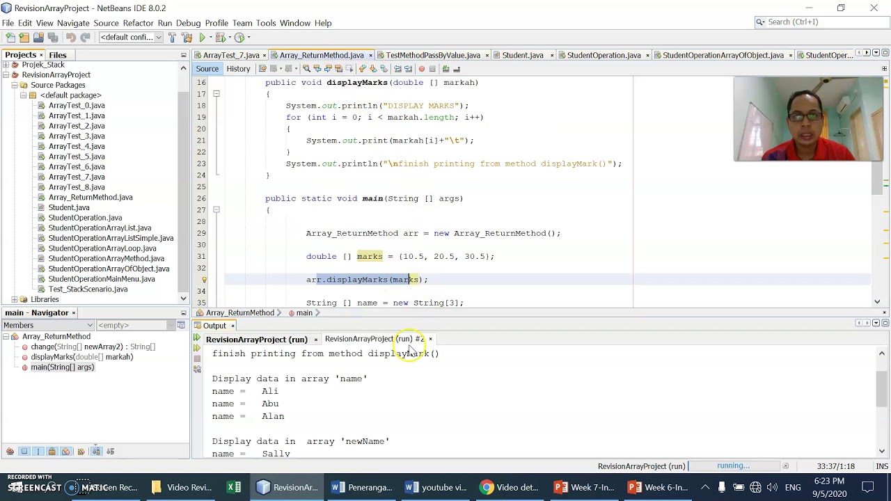Java - Array (Array array as a parameter in a method  part 2)