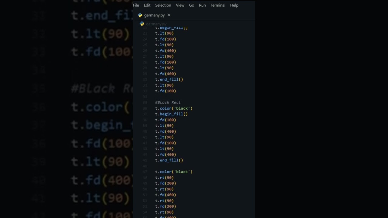 How To Draw Germany Flag in Python Turtle Module #shorts #python #germany #programming #coding #flag