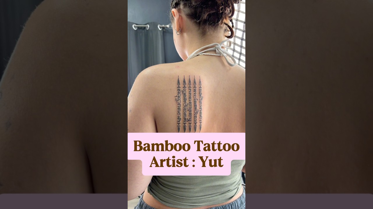 🙏🏻❤️🇹🇭 Thai Traditional Hah Taew (Five Line) Bamboo Tattoo #sakyant #yantra #tattoothai