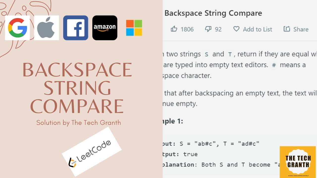 Leetcode 844 | Backspace String Compare (Java Solution with detailed explanation)