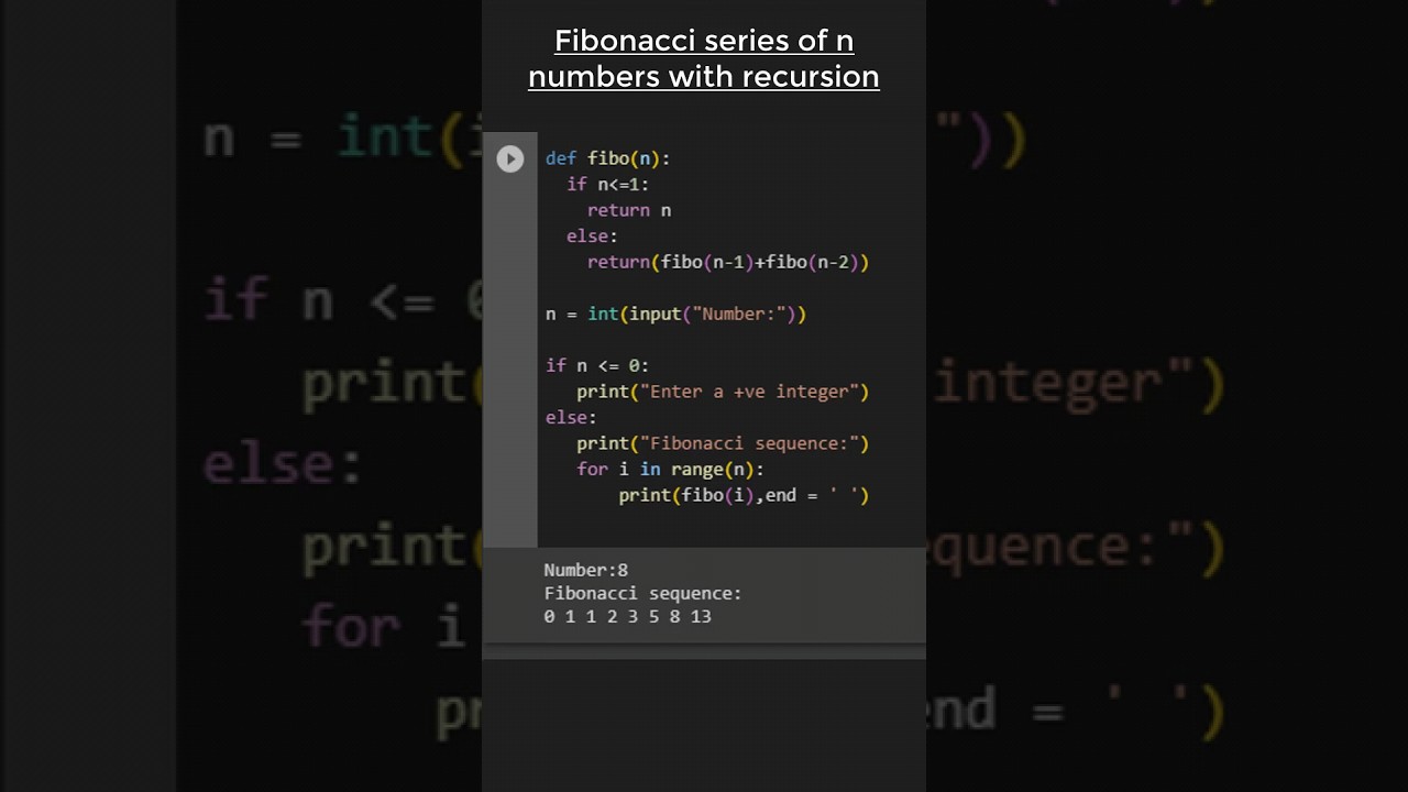 Easiest way to find Fibonacci series for given number 😎🆒