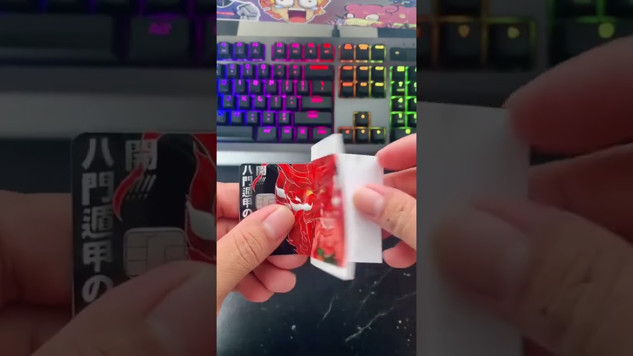 How to apply credit card skins  #anime #pokemon #stickers #weeb