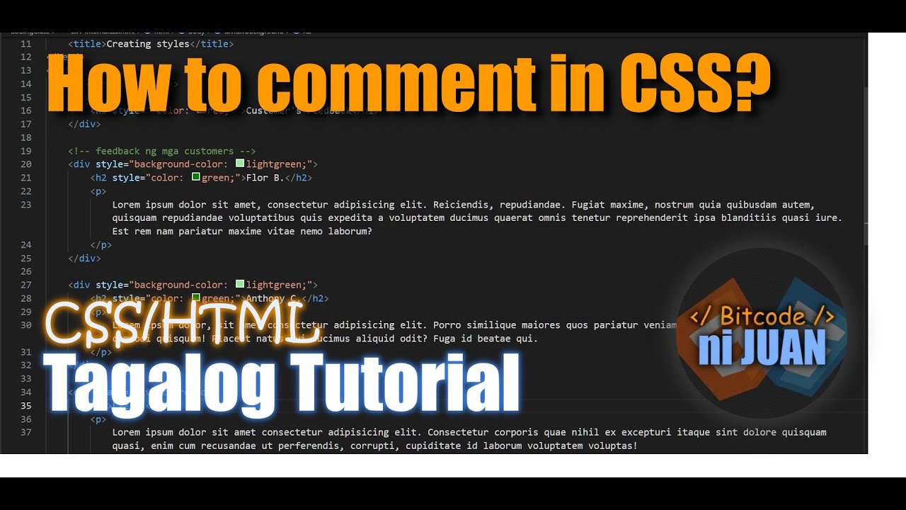 How to comment in CSS | Paano mag comment sa CSS (Tagalog tutorial)