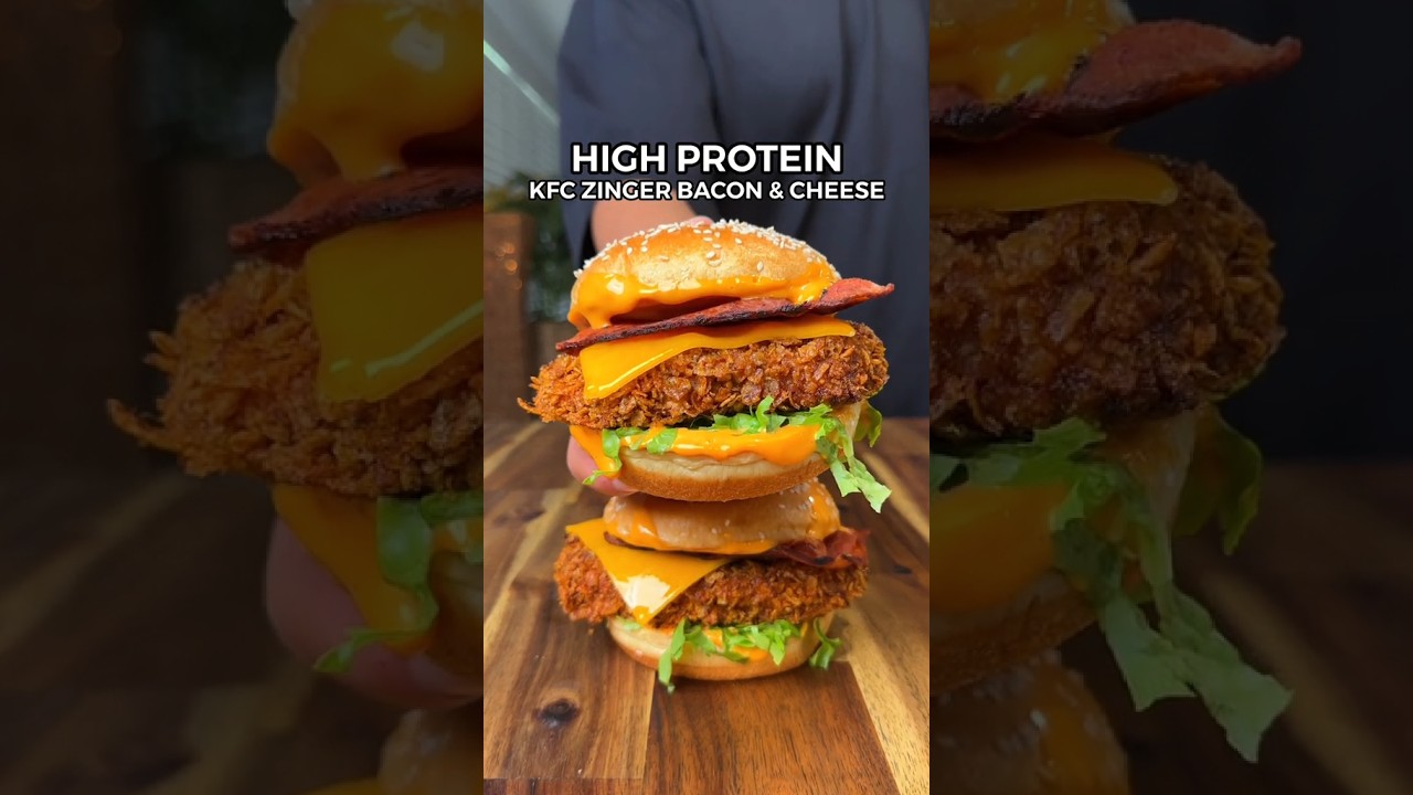 Easy High Protein KFC Zinger Bacon & Cheese 🍔💪🏼